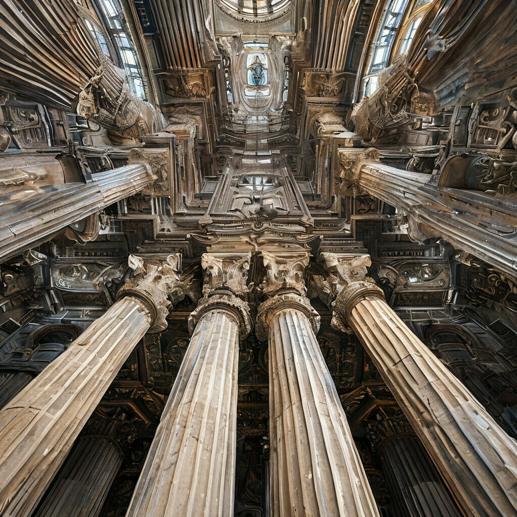 "Isakiy with perfectly smooth columns. view from above" — image created ...