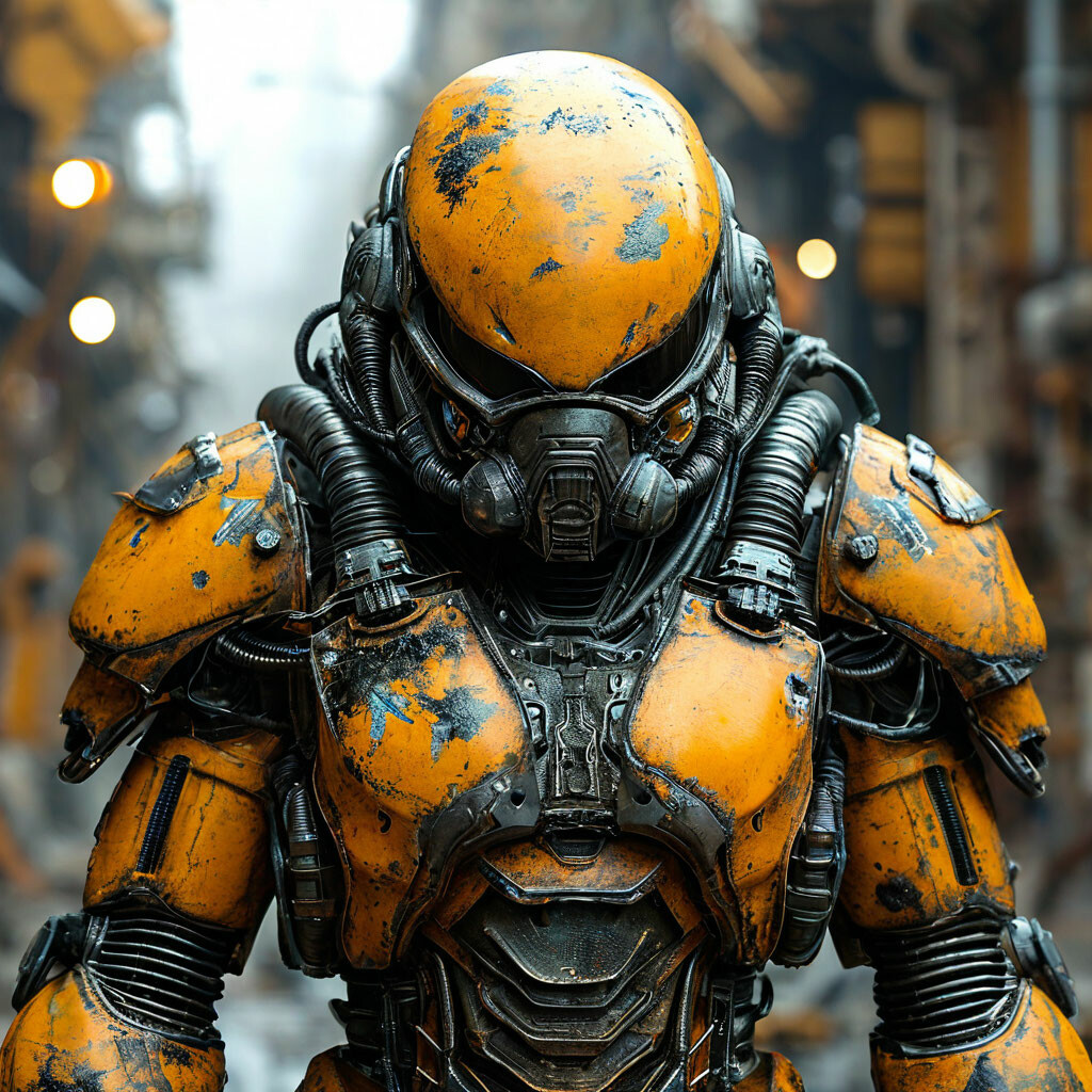 "Alien in power armor, HD wallpaper maximum resolution" — image created ...