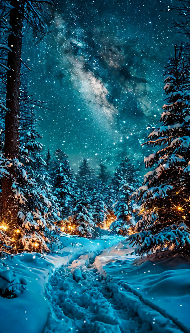 "Abstract minimalism winter snow forest, a lot of snow, turquoise snow ...