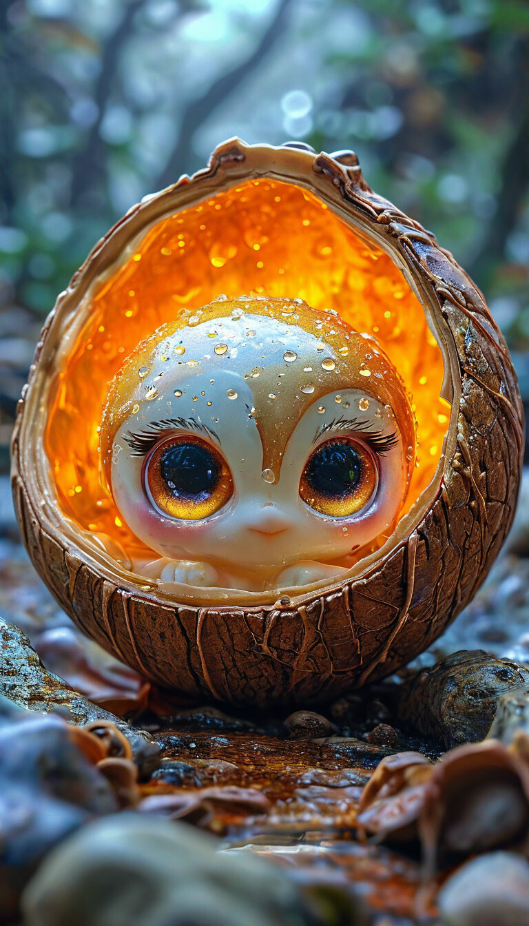 " The nutshell is slightly open, …" — image created in Shedevrum