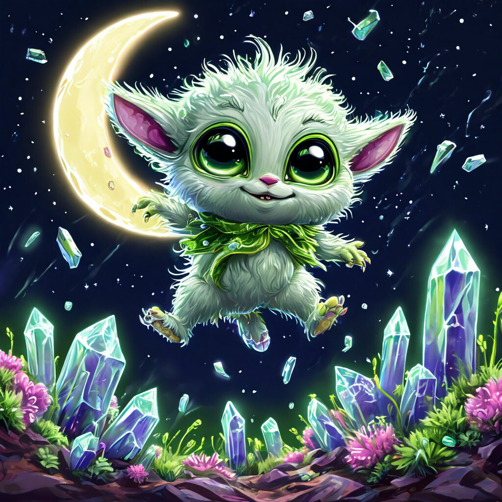 "To everyone from XB 🤍 Cute alien, high jump, cartoon fluffy green-eyed ...