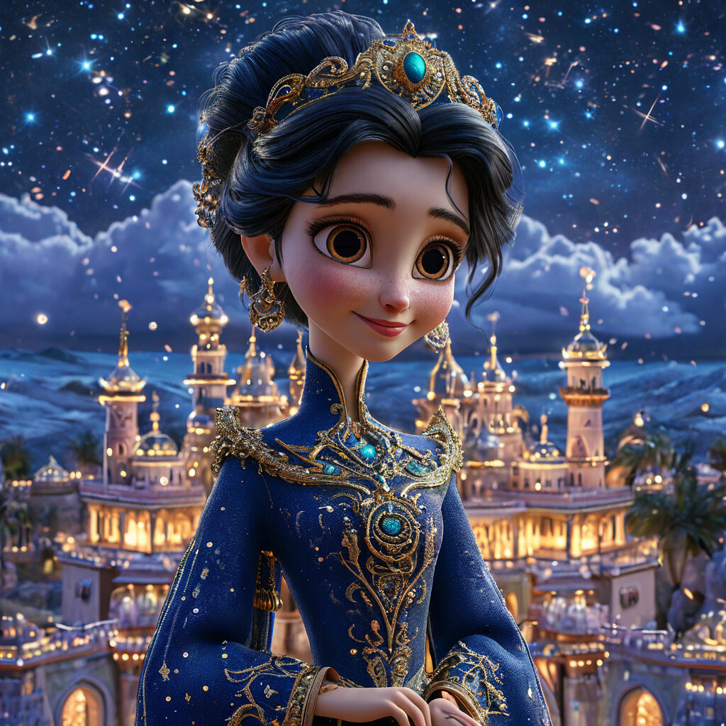 "Jean, based on Disney. character.32k,3D,in the background of the ...