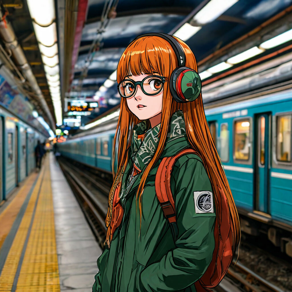 "Anime, Futaba Sakura, stands at the metro station, Moscow metro, a ...