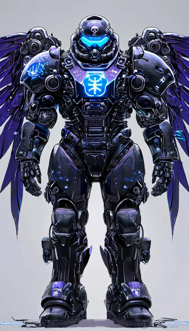 "P.P Creature, large wide power armor …" — image created in Shedevrum