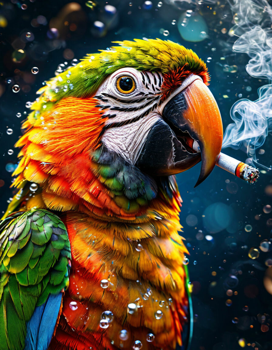 "💥💥💥💥💥💥💥💥 A smoking parrot, …" — image created in Shedevrum