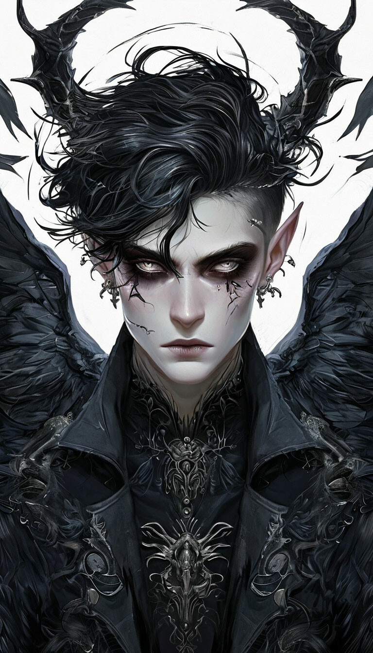 «🩸 очень красивый парень-демон с чё…» — картинка создана в Шедевруме