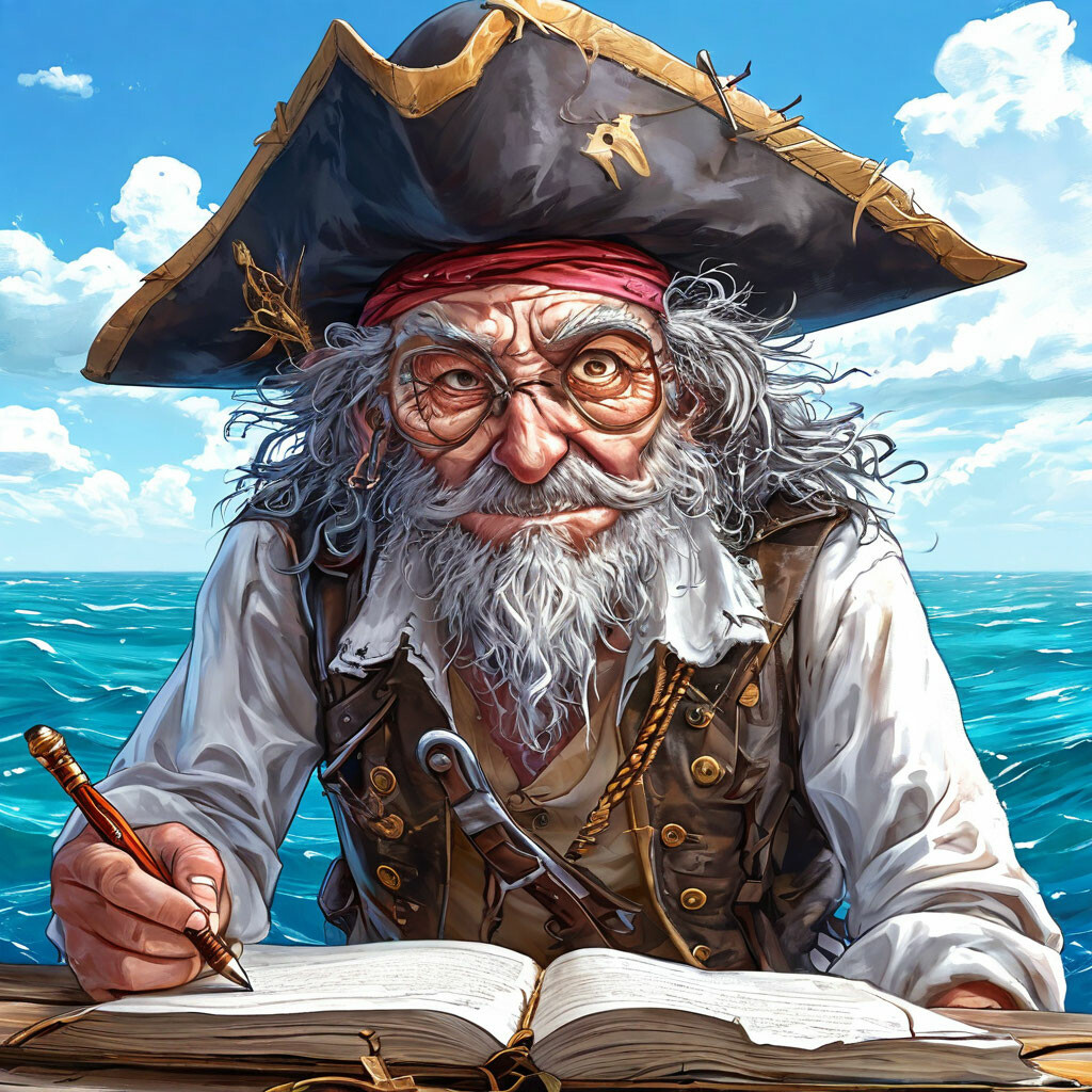 "Mad Old Writer, sombrero pirata, artí…" — imagen creada en Shedevrum