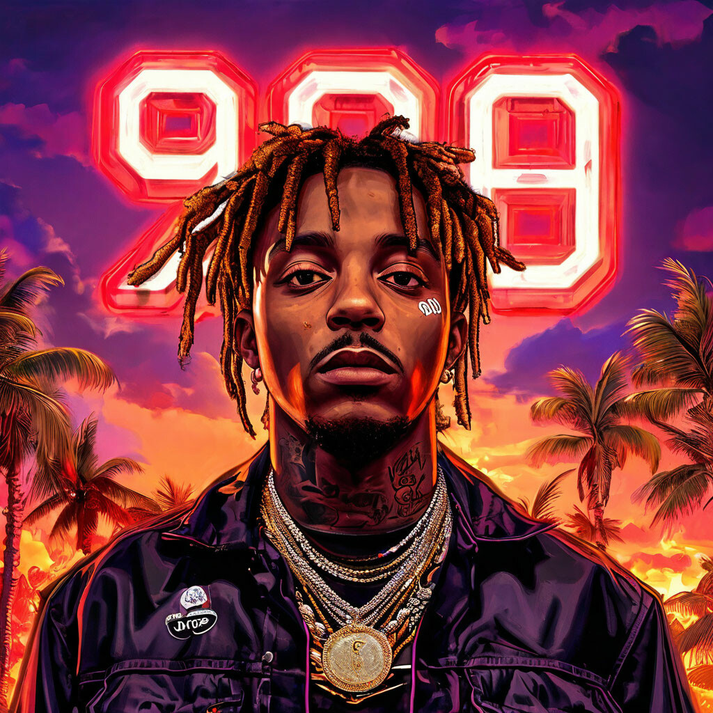 "Juice wrld and it clearly says 999 at the top" — image created in ...