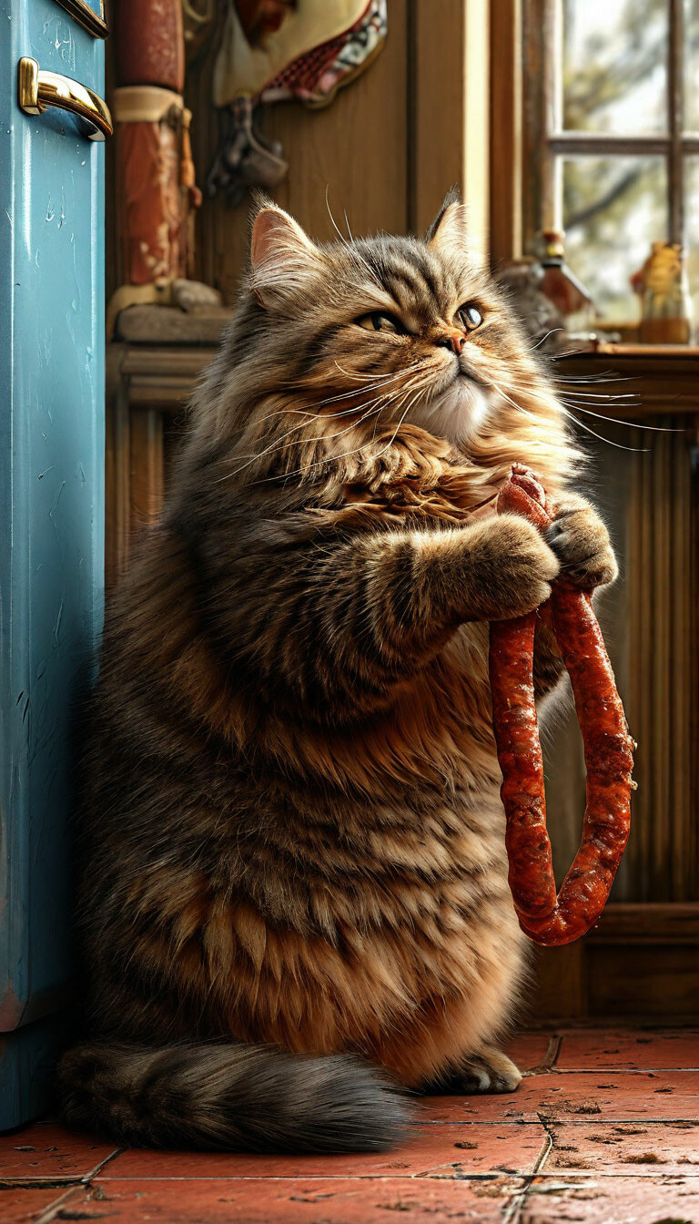 «🦜👀💥 a beautiful fat fluffy cat sits…» — видео создано в Шедевруме