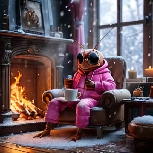«A cute cartoon cockroach with big eyes and a mustache is wearing pink ...