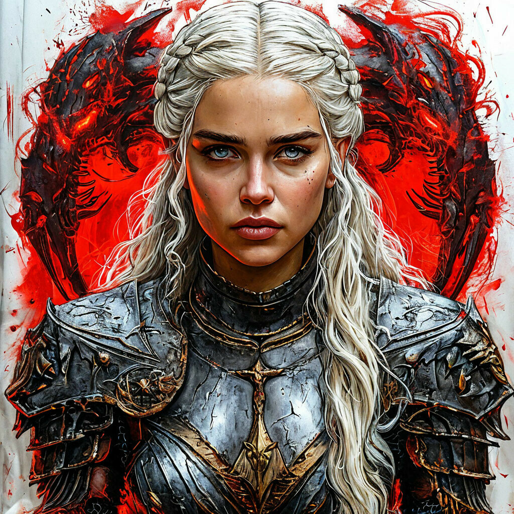"Daenerys Targaryen + Lilith from Diablo 4. in the armor of a Berserker ...