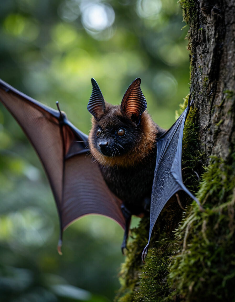 "🦇 bat, in the forest , aesthetically pleasing, beautiful, realistic ...
