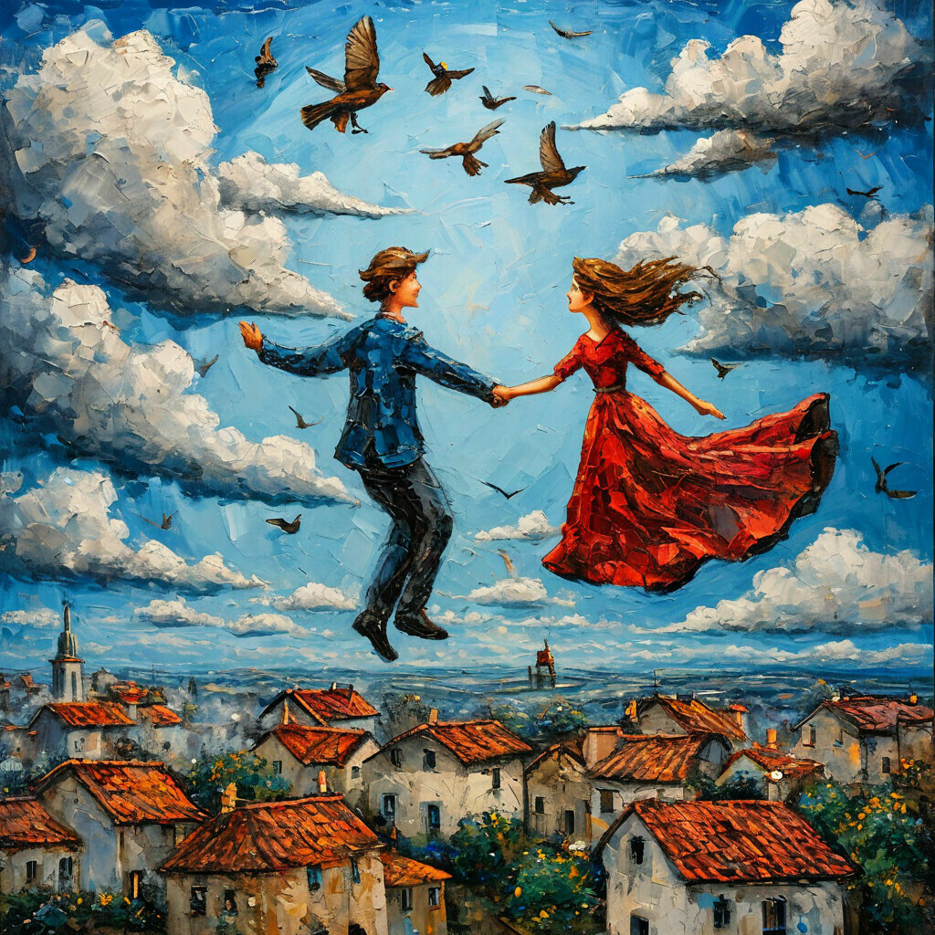 «Влюбленные В манере Марка Шагала. …» — картинка создана в Шедевруме