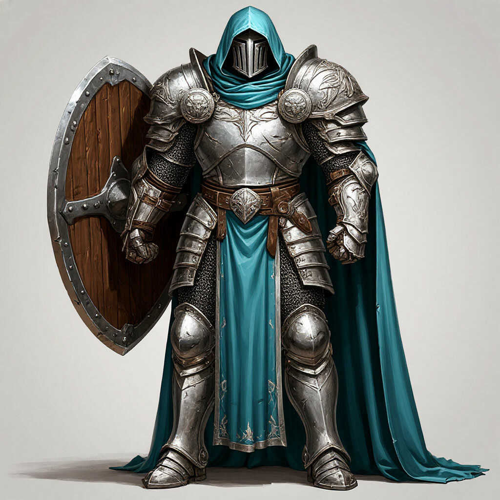"The character for DND is a paladin in a huge armor with a silver ...