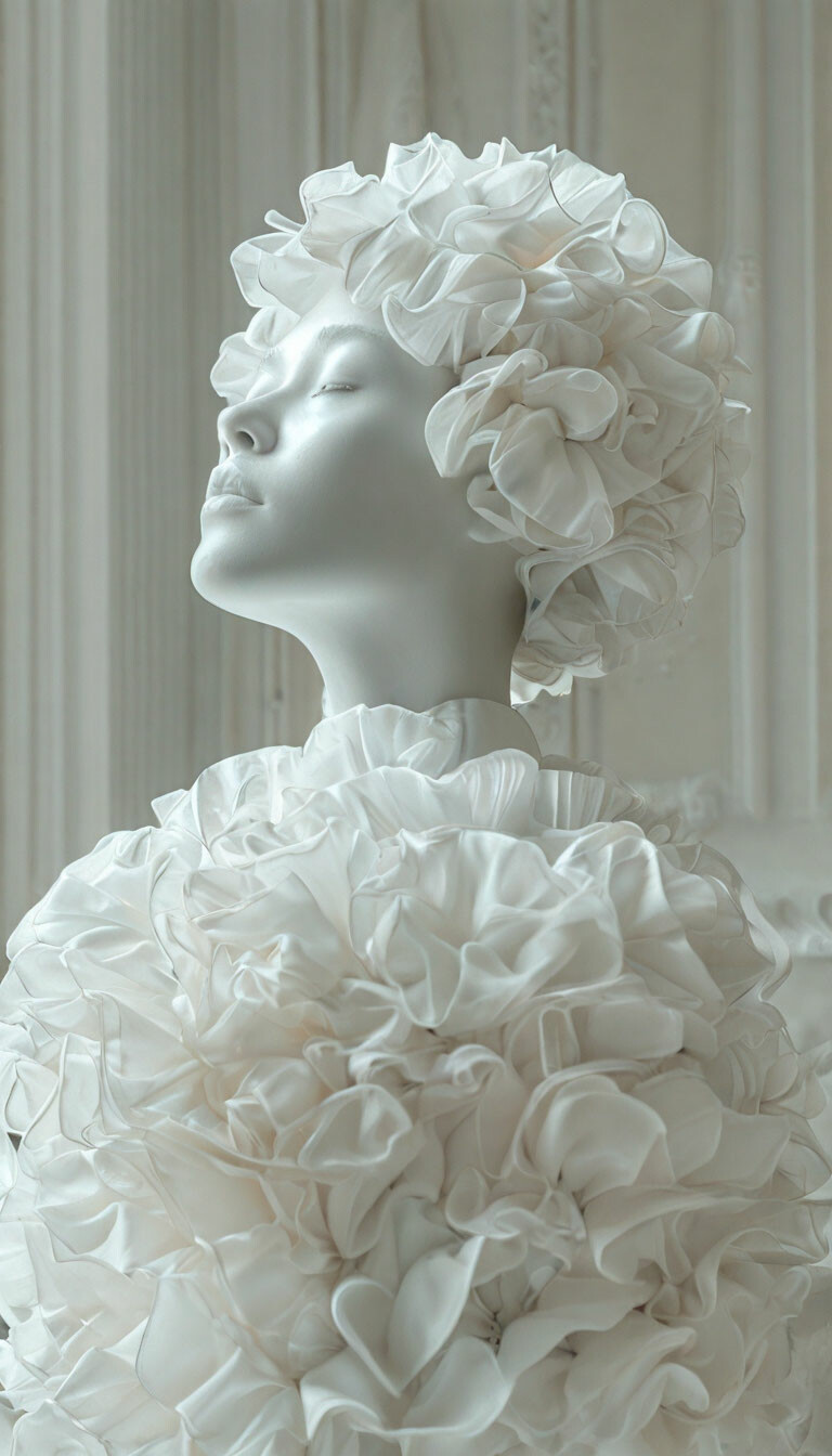 "Pillows made of soft white fluffy silk are made like a woman ...