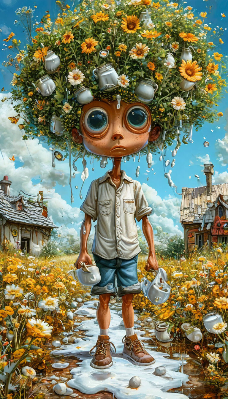 "Double exposure, three-dimensional …" — image created in Shedevrum