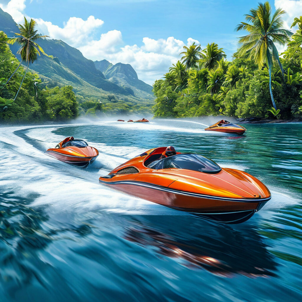 "Professional photography, racing on futuristic sports boats between ...