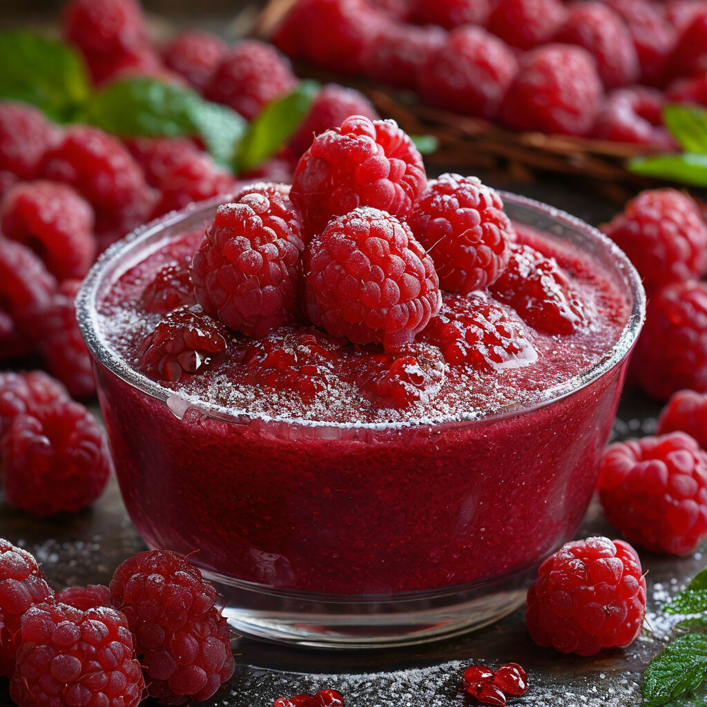 "Raspberry pudding , aesthetic, …" — image created in Shedevrum