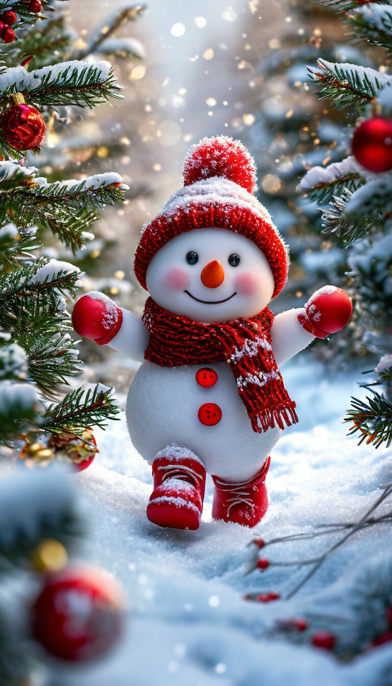 "A chubby little snow snowman cub …" — image created in Shedevrum