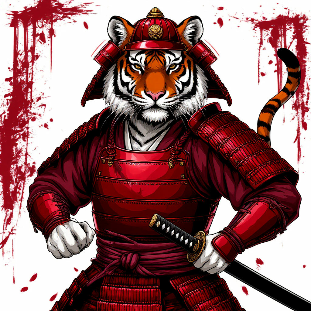 "Join the Tiger Empire! On a white background Tiger samurai white furry ...
