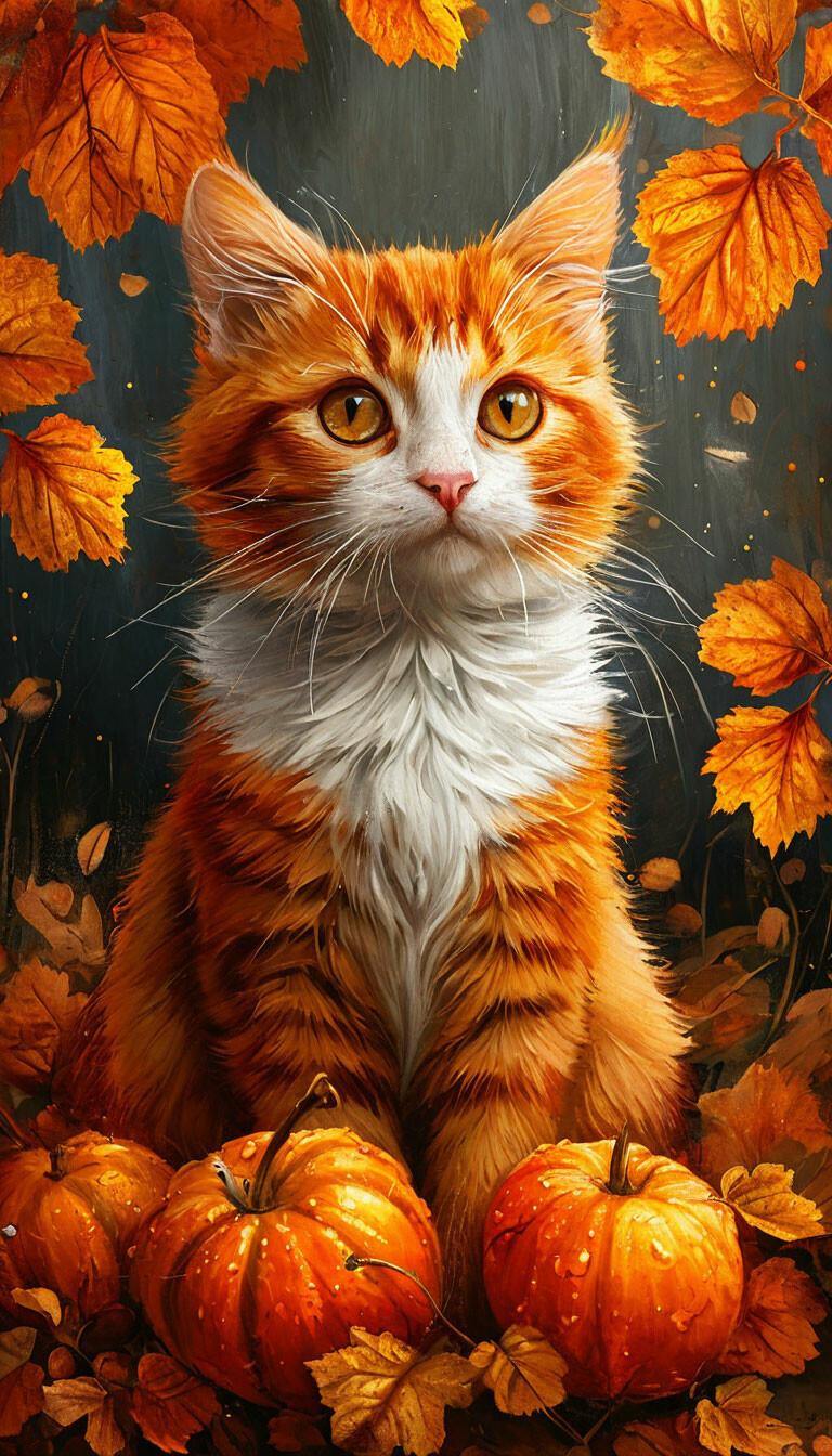 "Autumn tangerine cat" — image created in Shedevrum