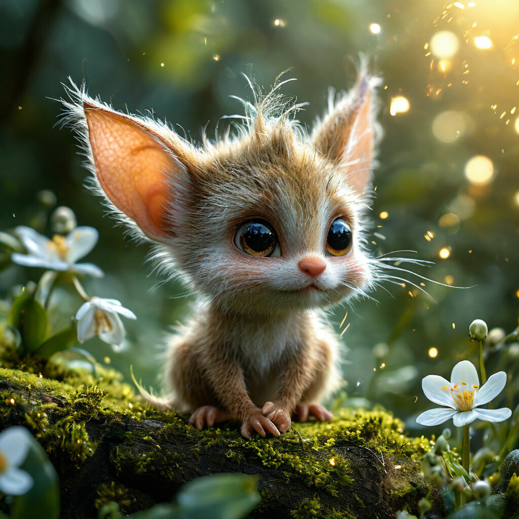 "Cute tiny fantastic baby imp playing, lily of the valley branch, 🐞 ...