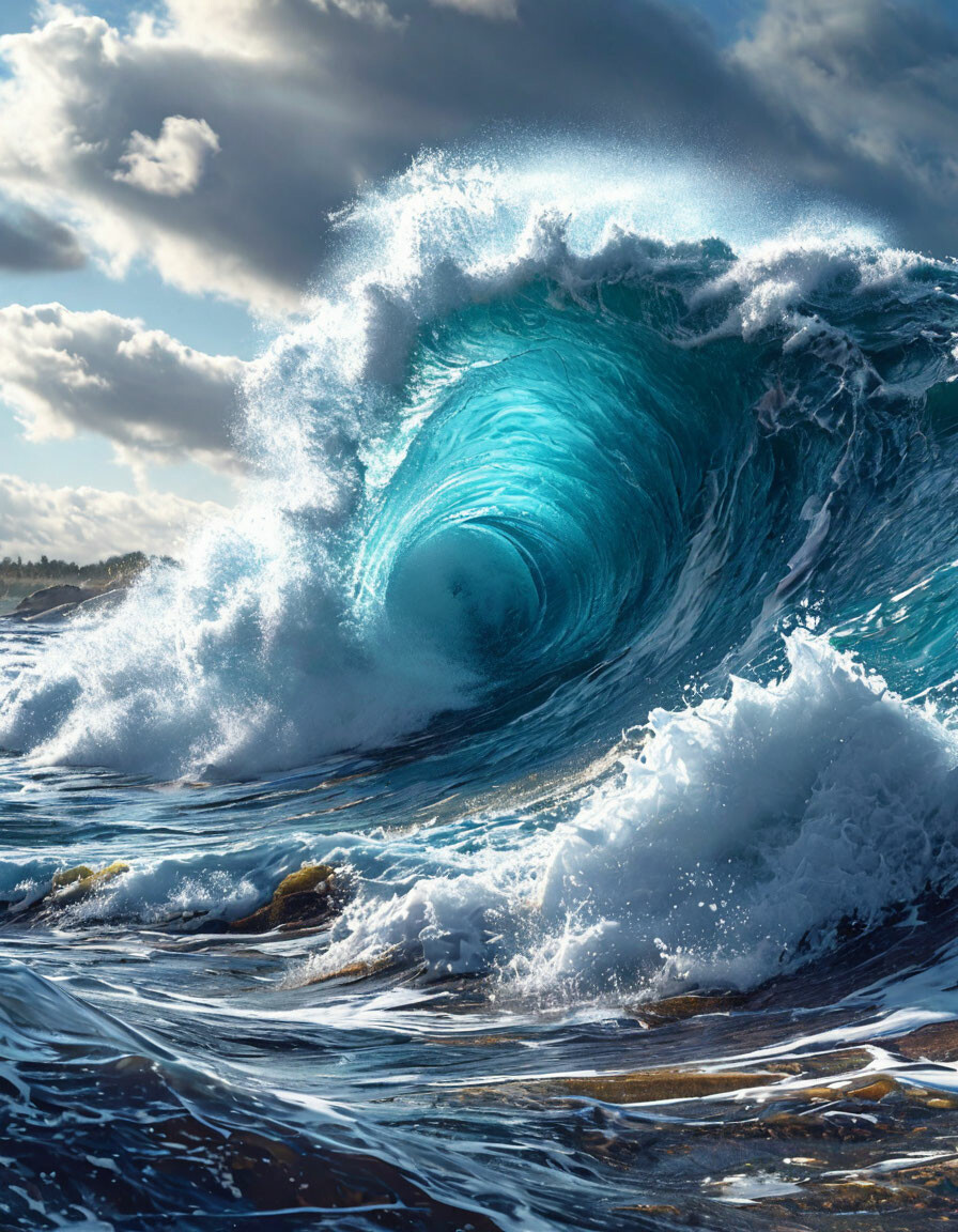 "The ninth wave, a huge wave 3d, 4k, professional photo, beautiful ...