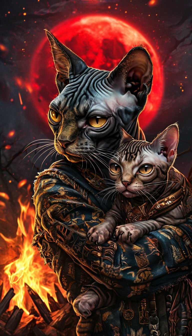 "🙄 angry cat sphinx anthropomorph hugs kitten sphinx anthropomorph ...