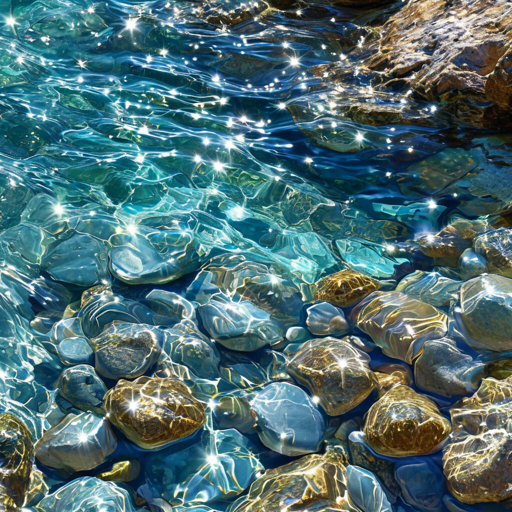 "Crystal clear transparent sea water, …" — image created in Shedevrum