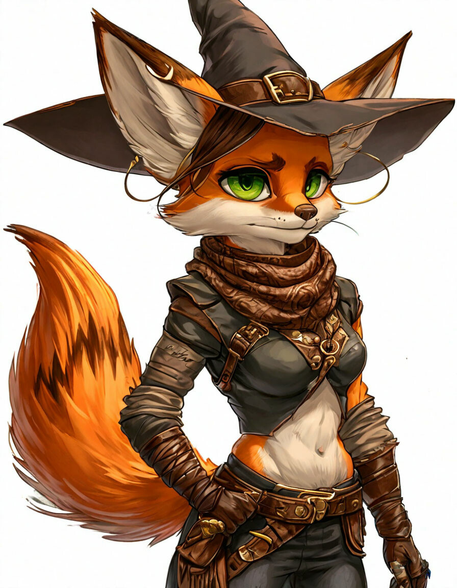 "Orange vulper, anthro, female furry …" — image created in Shedevrum