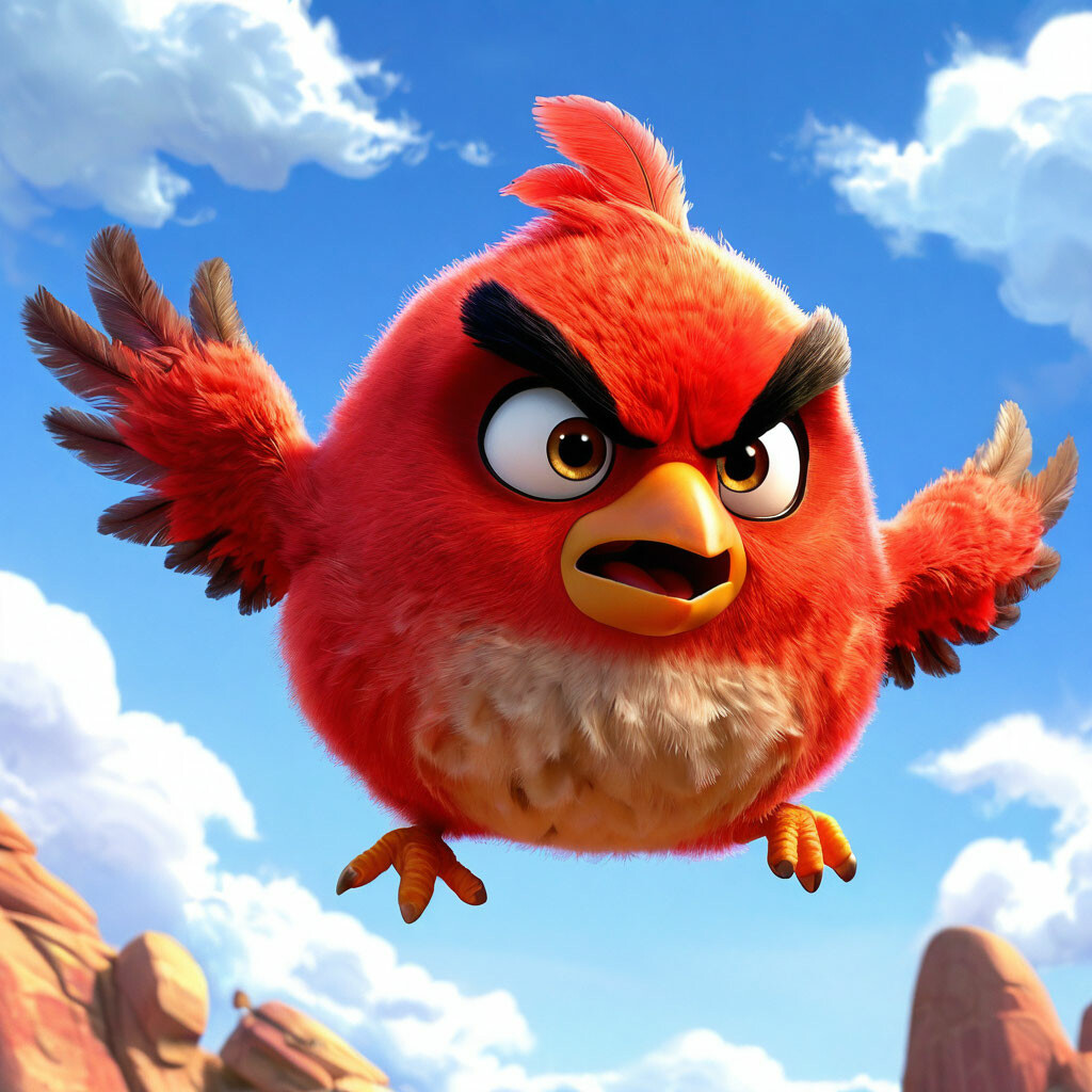 «The bird Terence from Angry Birds is flying» — video created in Shedevrum
