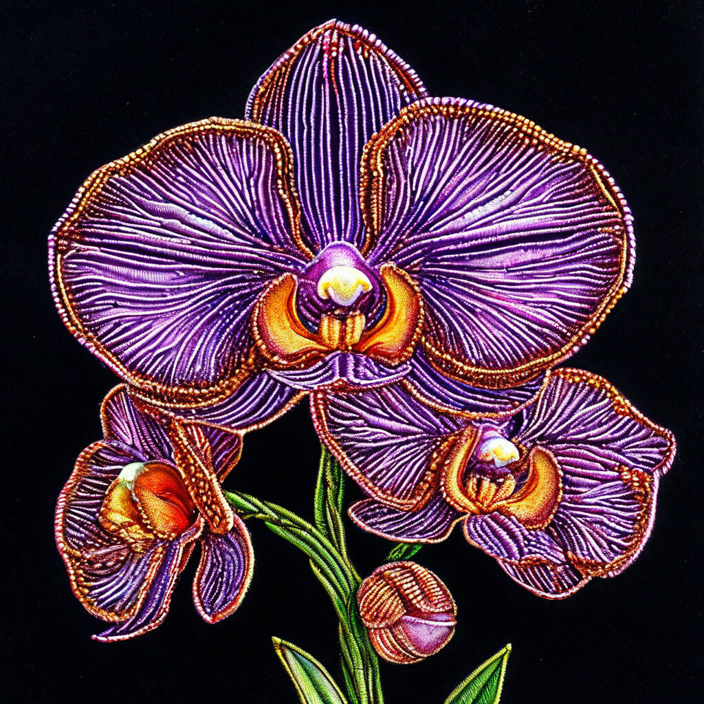". orchid in the ganutel technique , hyperdrawing" — image created in ...