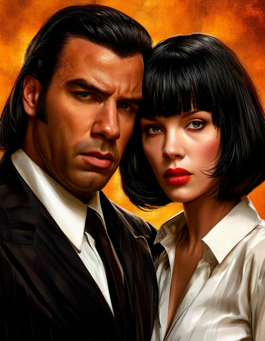 "Uma Thurman John Travolta pulp fiction" — image created in Shedevrum