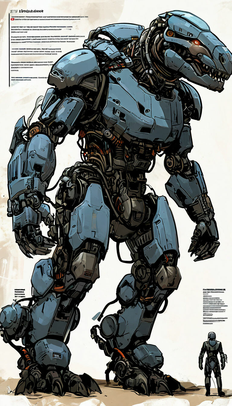 "Sci-fi fighting robot, intimidating, …" — image created in Shedevrum