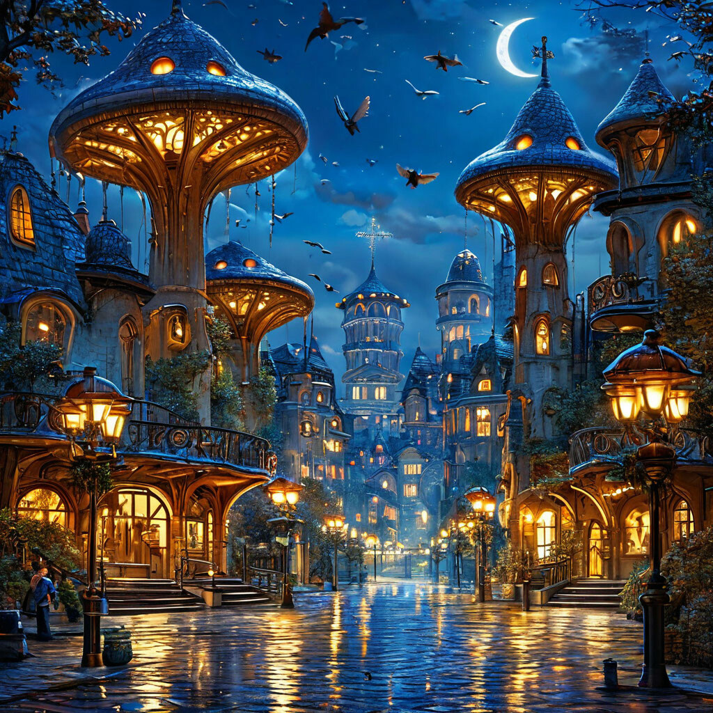 "Let’s set the scene: imagine a city at night, illuminated by soft ...