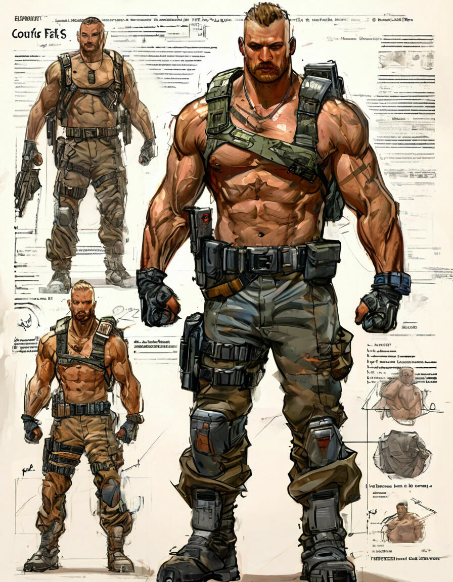 "Titanfell game bodybuilder fighter concept art, character sheet ...