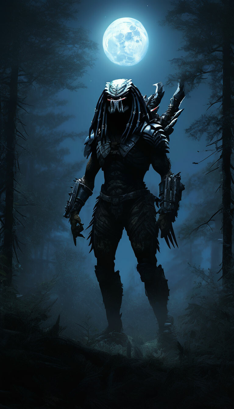 "Predator Yautja. Background: Forest. It's a dark night. Moon. Comix ...
