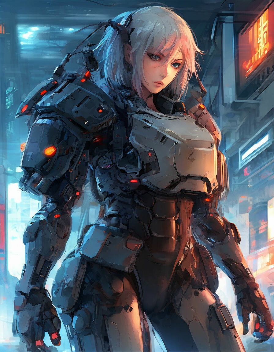 "Anime cyberpunk, warships machines …" — image created in Shedevrum