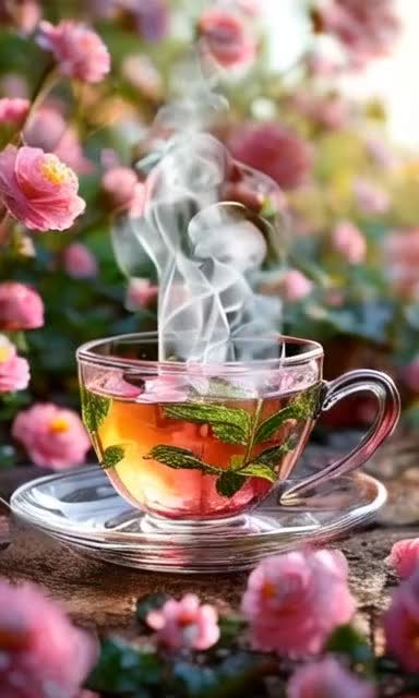 «Good morning 💞 surrealism huge transparent crystal cup of steaming ...