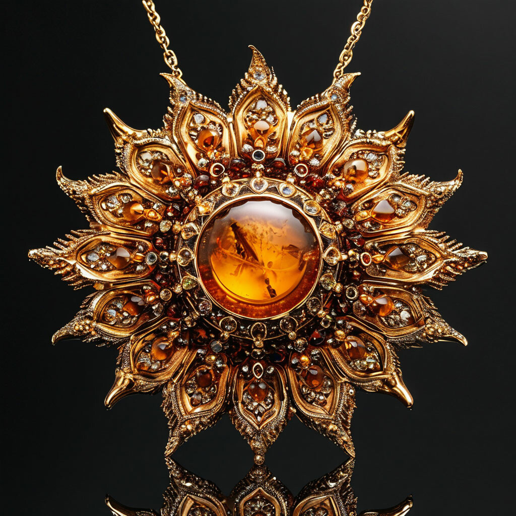 "A jewelry masterpiece, a necklace in the Roman style with amber ...