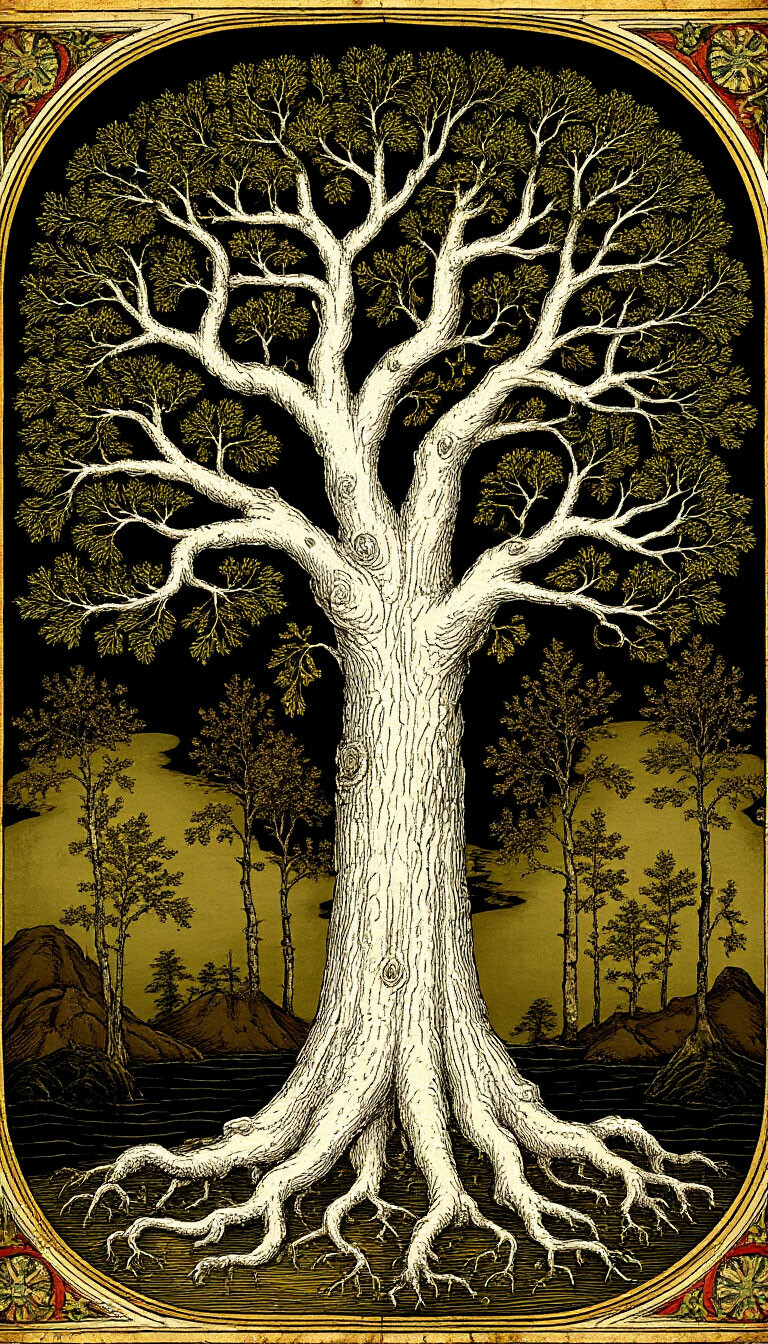 "A beautiful white tree of Gordon.mysterious and scary atmosphere ...