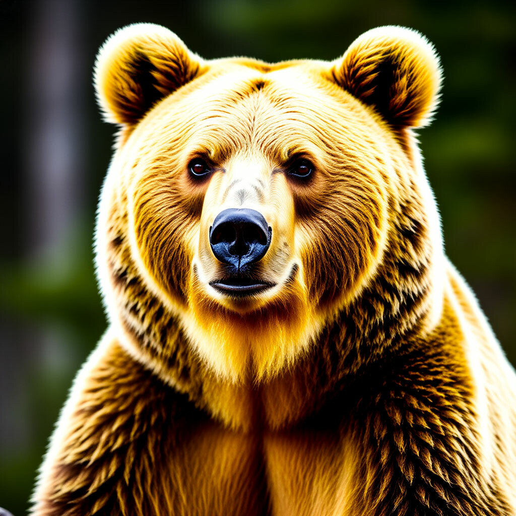 "A bear with golden fur" — image created in Shedevrum