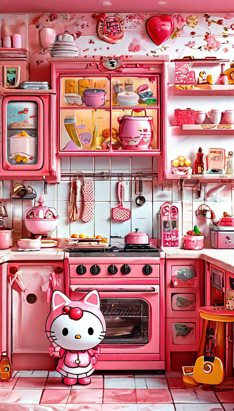 «Кухня в стиле hello kitty kawaii» — картинка создана в Шедевруме