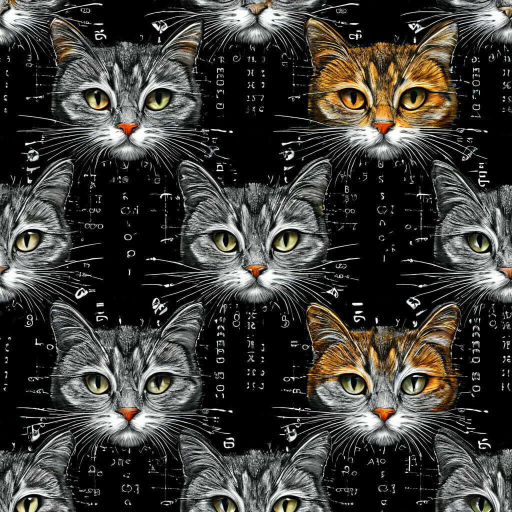 "Simple seamless pattern on the binary cat theme, aesthetically ...