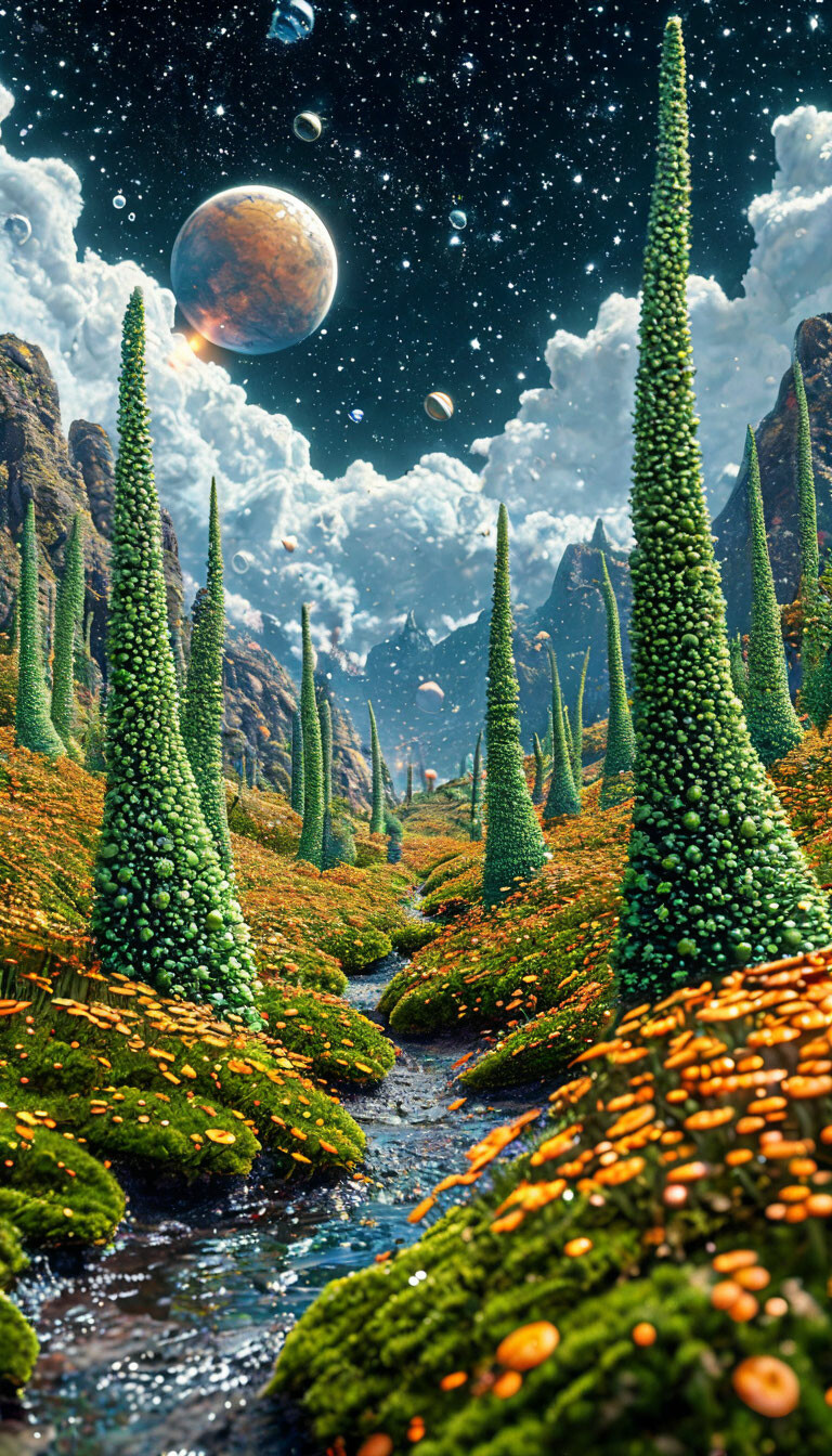 "An exoplanet.valley of scaly long …" — image created in Shedevrum