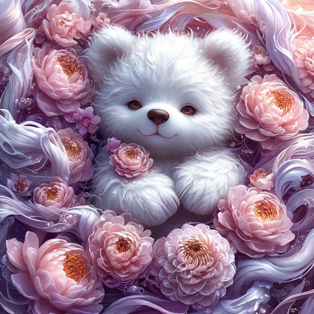 ", for Dasha ART-orchid by CINNAMON-ART white fluffy chibi bear and ...