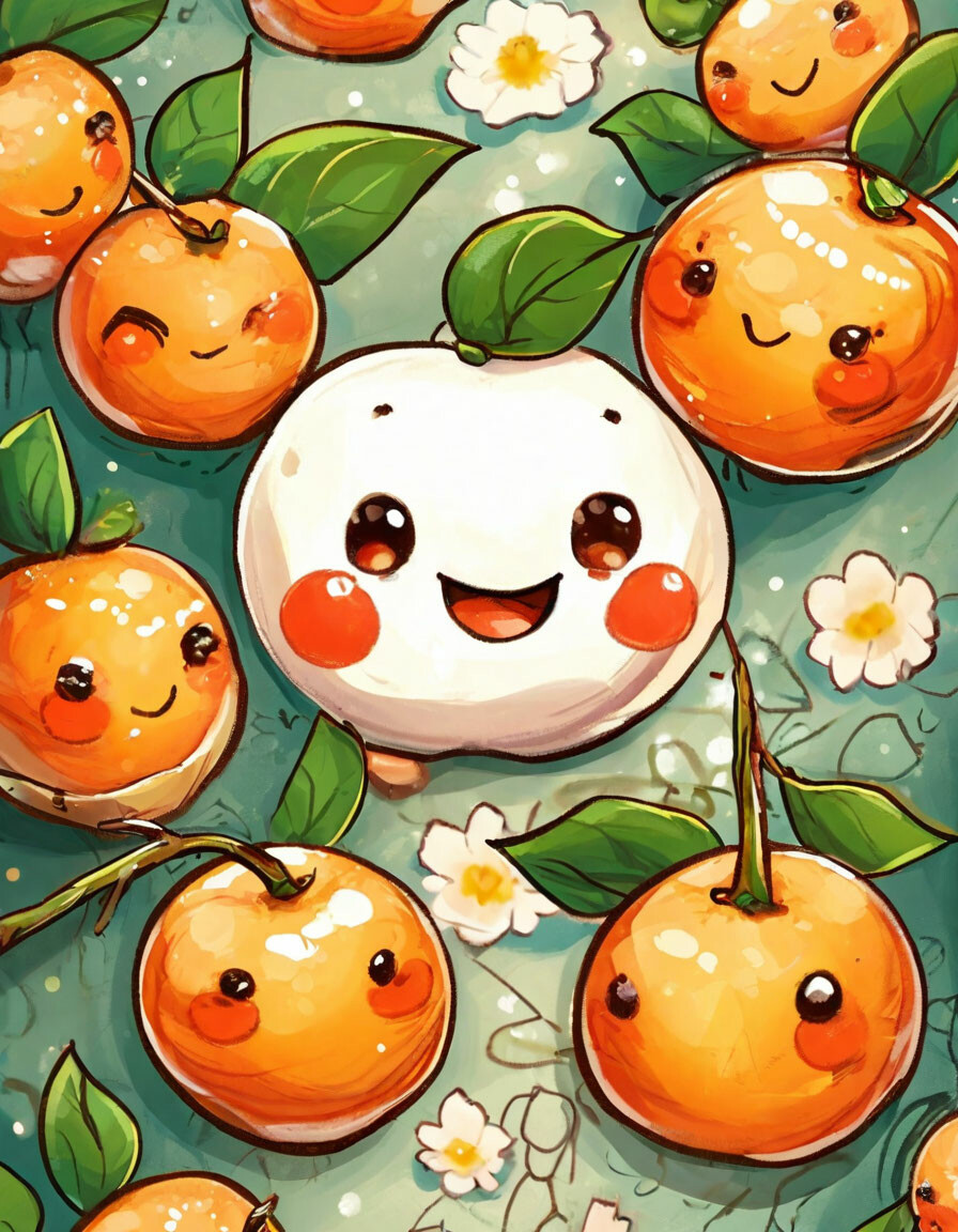 "Kawaii mandarin, Korean style, light colors, new year" — image created ...