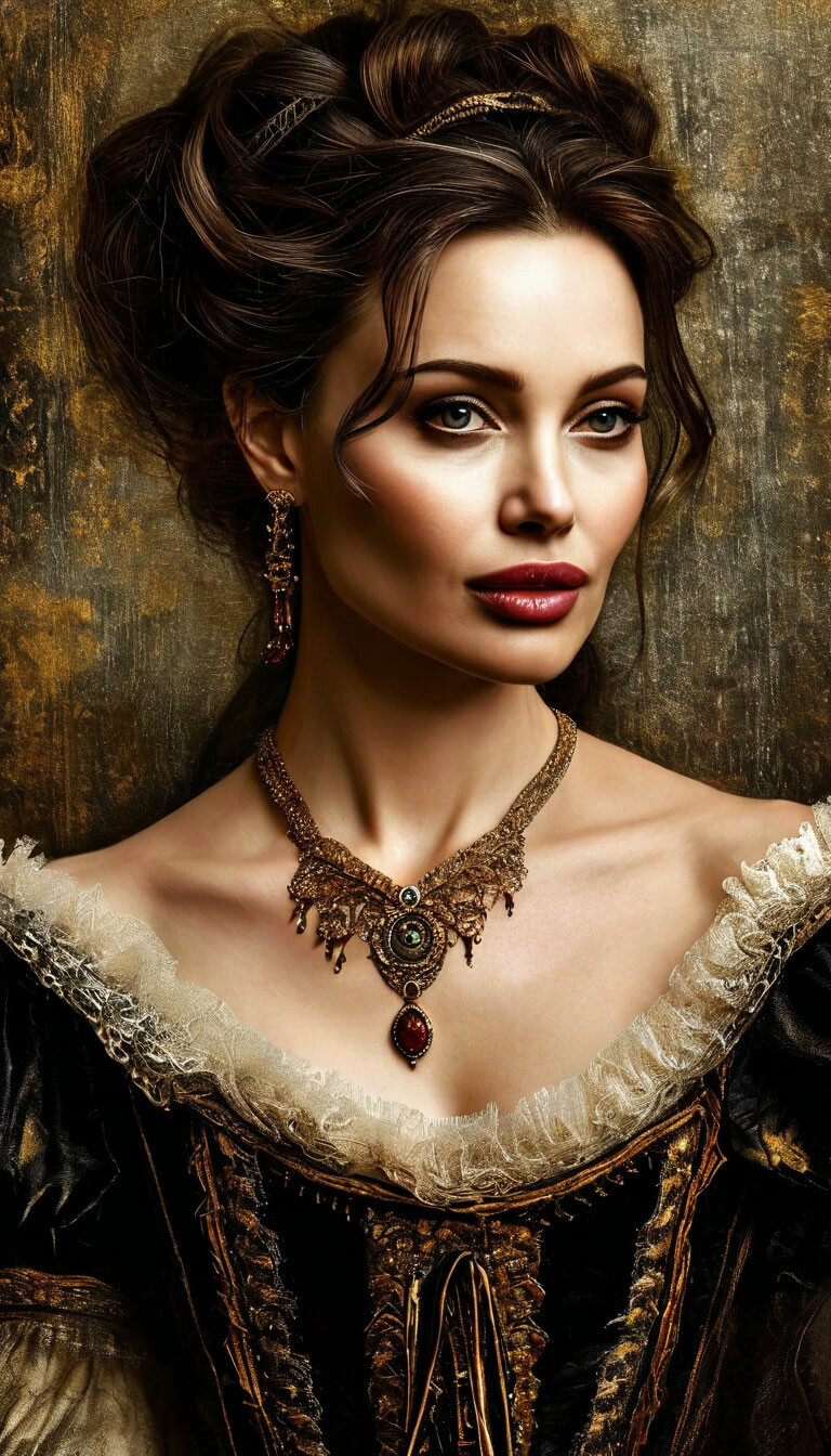 "The courtesan Angelina Jolly, Leonardo da Vinci style" — image created ...