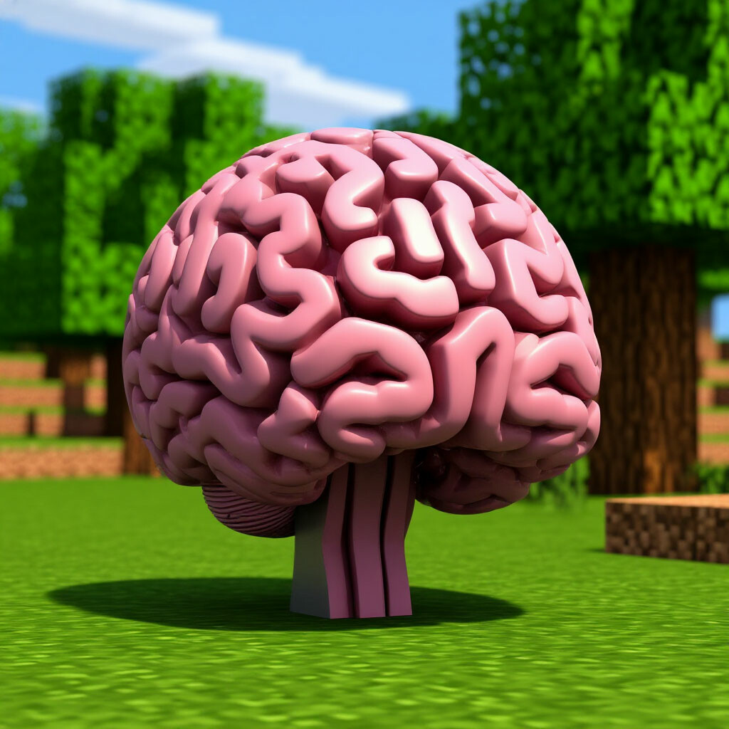 "Brain without a human minecraft" — image created in Shedevrum