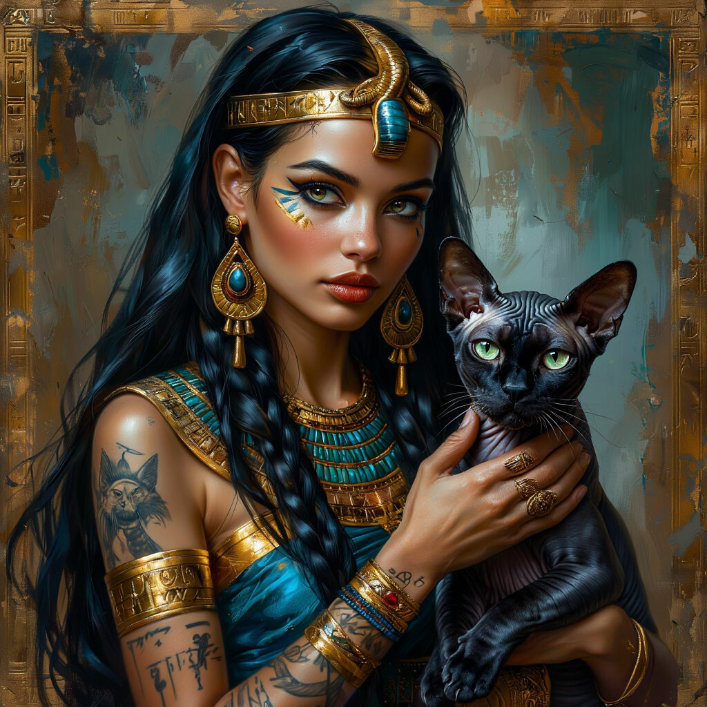"Painting a beautiful bright Egyptian woman art portrait of the ...
